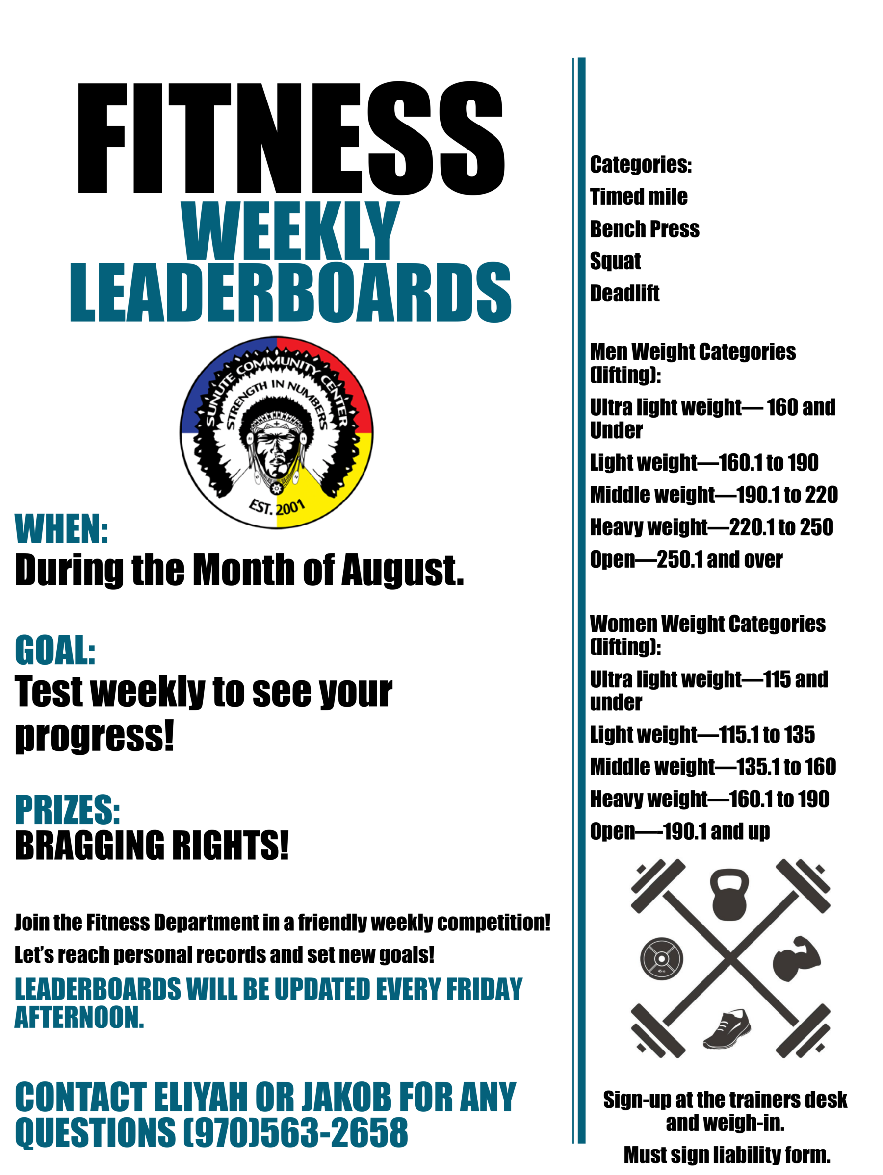 Fitness Weekly Leaderboards Challenge – SunUte Community Center
